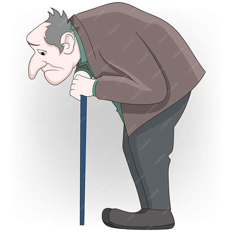 Premium Vector Old Man Walking With A Hunched Posture