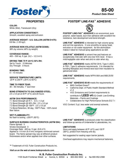 Foster Pds 85 00 R0719 1 Pdf Adhesive Duct Flow