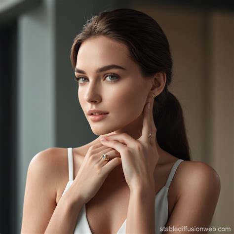 Relaxed Female Model In Simple Background Stable Diffusion Online