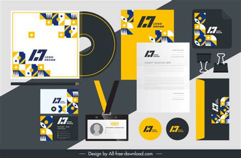 Brand Identity Sets Colorful Circles Decor Vectors Graphic Art Designs
