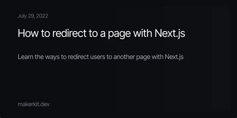 How To Redirect To A Page With Nextjs