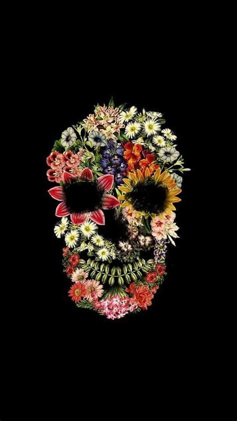 Skull Flowers Wallpaper Abstract Line Art Abstract Art Landscape