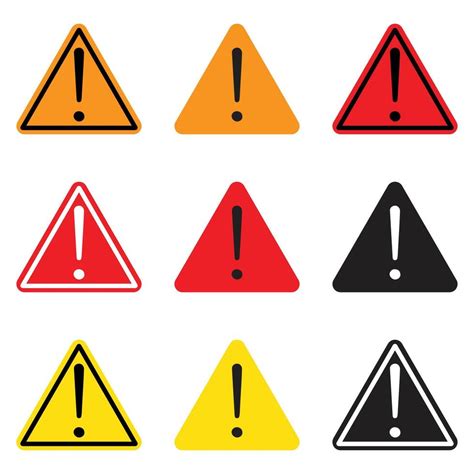 Warning Exclamation Mark Triangle Signs Set 66741701 Vector Art At Vecteezy