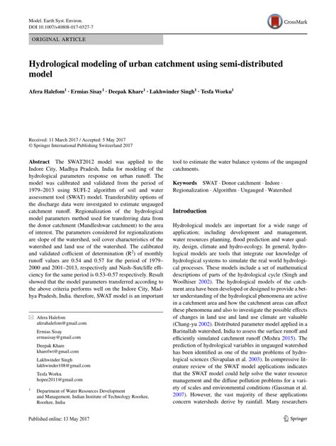Pdf Hydrological Modeling Of Urban Catchment Using Semi Distributed Model
