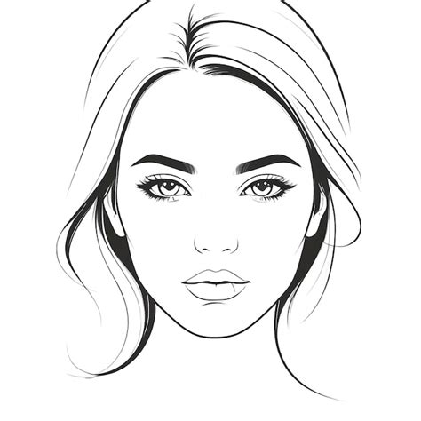 Premium Photo A Beautiful Girl Face Outline Illustration On White
