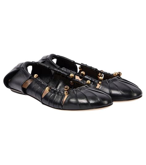 Chloé Luna Embellished Leather Ballet Flat Chloe