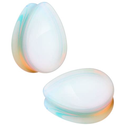 Teardrop Shaped Opalite Double Flared Plugs 2g 1