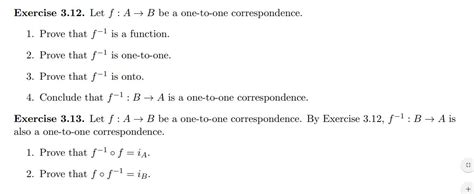 Solved Exercise 3 12 Let F A B Be A One To One Chegg Com