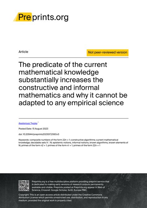 Pdf The Predicate Of The Current Mathematical Knowledge Substantially Increases The