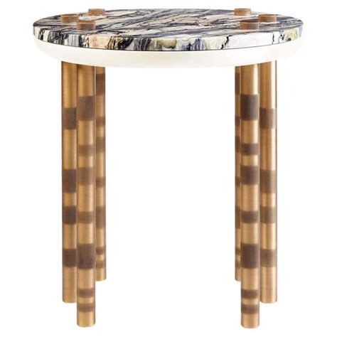 Ipanema Brass Marble Side Table Marble Top And Brushed Brass Legs By