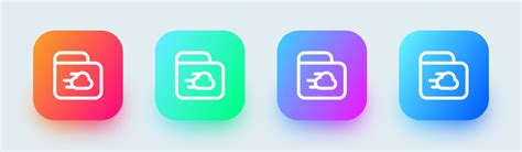 Cloud Storage Line Icon In Square Gradient Colors Network Database Signs Vector Illustration