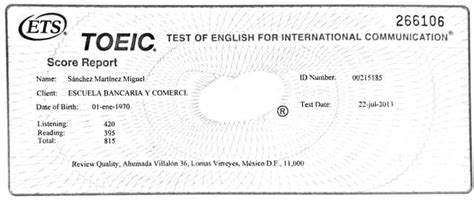 Toeic Score Report Pdf
