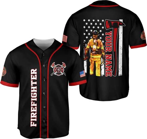 Personalized Firefighter Baseball Jersey Thin Red Line Fire Man T