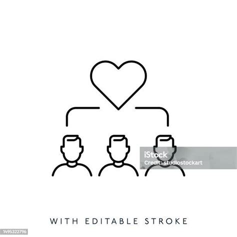 하트 모양 선 아이콘 편집 가능한 스트로크를 가진 사람들 Charitable Foundation에 대한 스톡 벡터 아트 및 기타 이미지 Charitable