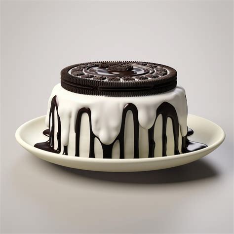 Premium Ai Image Illustration Of Oreo Pudding 3d Rendering Style Plain Background