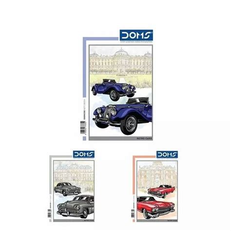 Doms Retro Cars Series Notebook Medium Square Assorted Hard Cover 172 Pages 24x18 Cm 7376 At
