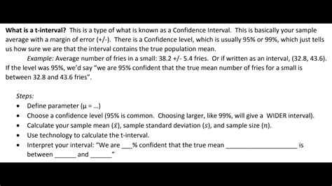 1 Sample T Interval Example Youtube