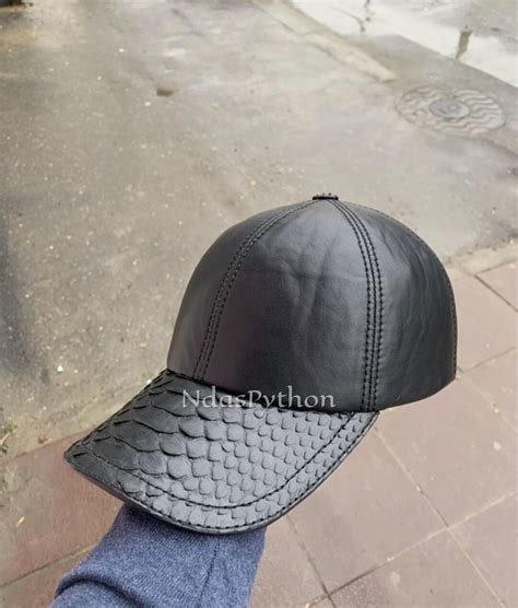 Black Genuine Python Caps Python Hats Python Caps Real Snake Skin Snake Skin Hats Snake