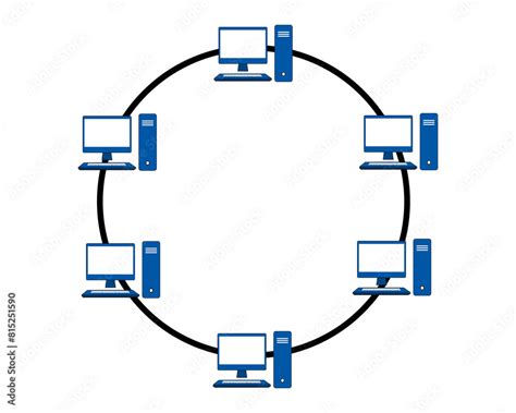 Ring Topology Network Vector Illustration In Computer Network