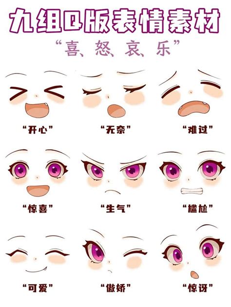 干货分享九种常见的q版表情画法 拿捏不住q版表情画法的可以看过来吖～ 今天浅出一篇q版表情画法，赶紧学起来吧 ‼️注意点：q版眼睛一定要圆润、五官要紧凑一点 绘画过程 1、画出线稿 2