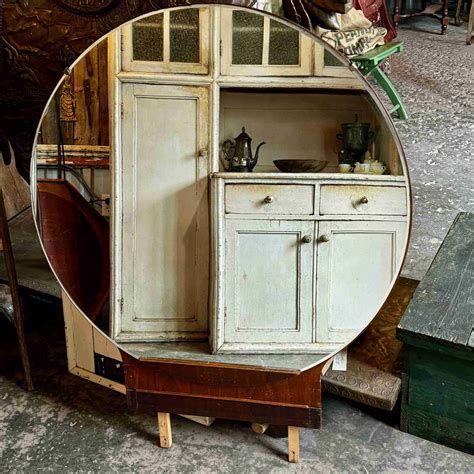 Round Vintage Bevelled Vanity Mirror Historic House Salvage