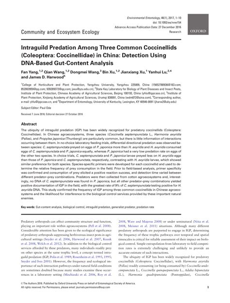 Pdf Intraguild Predation Among Three Common Coccinellids Coleoptera