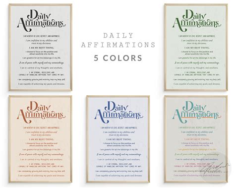 Affirmation Wall Art Affirmation Cards Motivational Poster Etsy