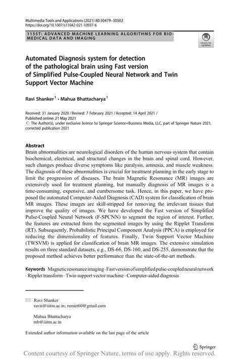 automated diagnosis system for detection of the pathological brain