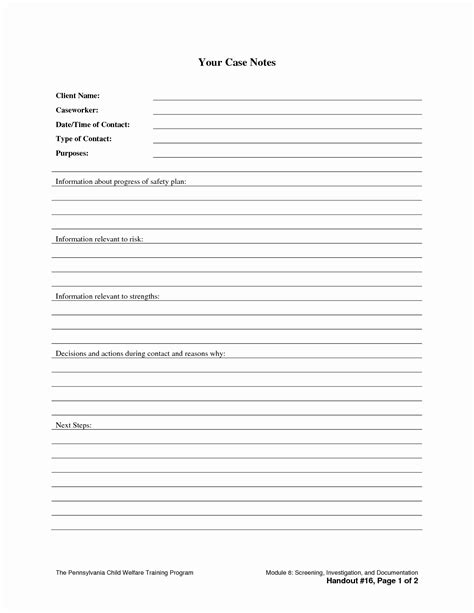 Social Work Progress Notes Template Shooters Journal