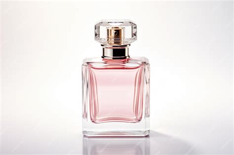 Premium Photo A Pink Bottle Of Perfume On A White Surface