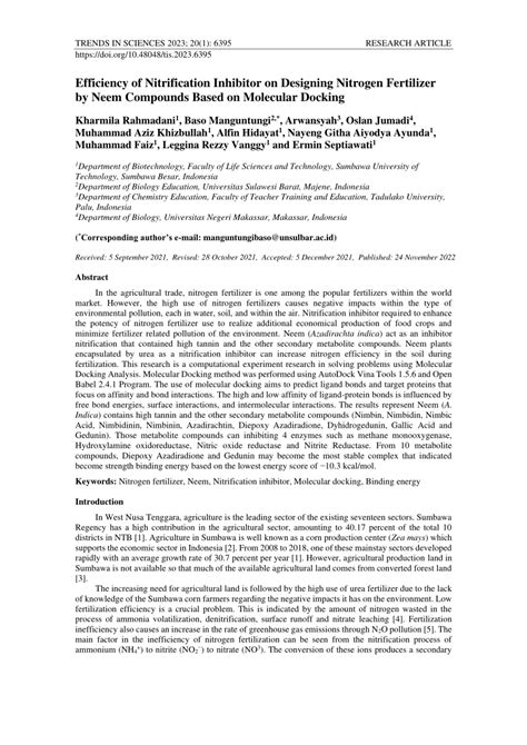 Pdf Efficiency Of Nitrification Inhibitor On Designing Nitrogen