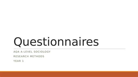 Research Methods In Sociology Questionnaires Teaching Resources