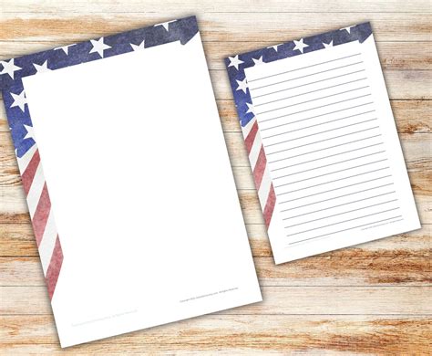 American Flag Printable Stationery Writing Paper Stationary Letter