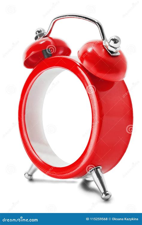 Classic Desk Clock In Red Without Dial On Isolated White Background With Shadows The Concept Of