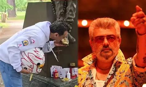 Ajith Kumar Kisses Racer S Leg Fans Stunned Ajith Kumar Kisses Racer