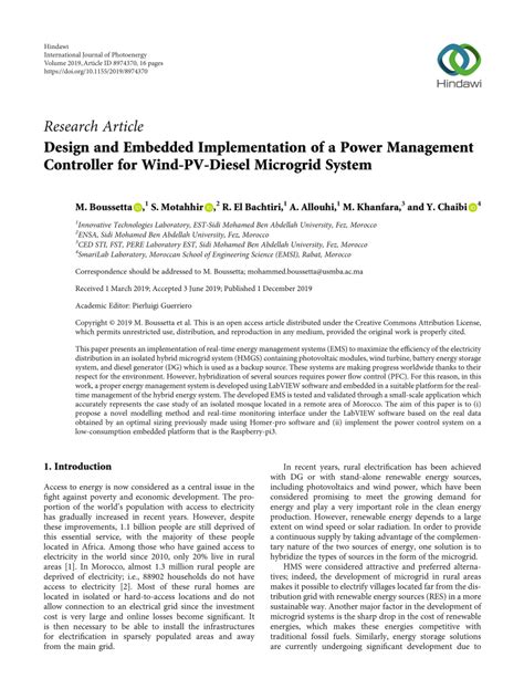 Pdf Design And Embedded Implementation Of A Power Management Controller For Wind Pv Diesel