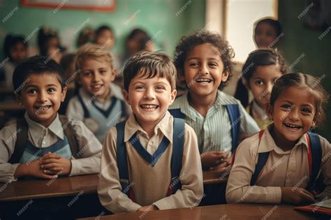 Premium Photo Captivating Moments Joyful Pupils Flashing Smiles In