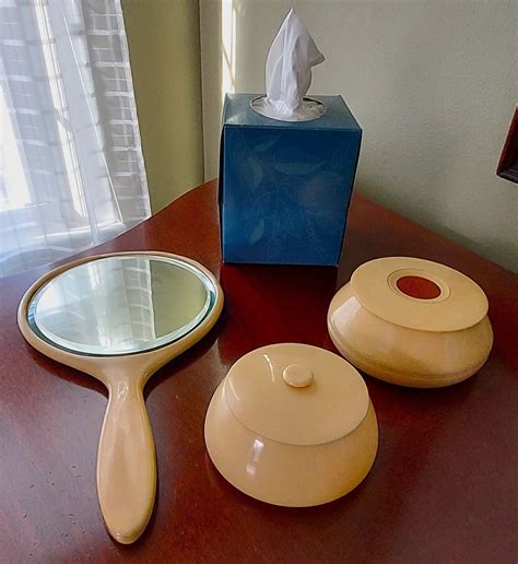 Vintage Bakelite Art Deco Vanity Dresser Set Etsy