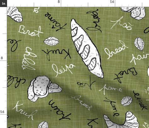 Bread Food Teal Green Fabric Spoonflower