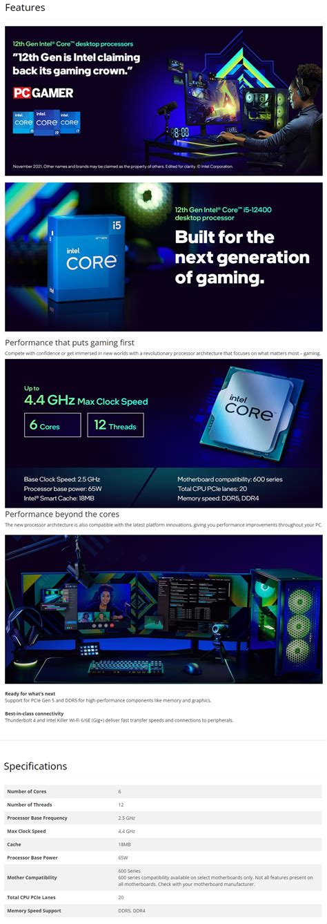 Intel 12th Generation Core I5 12400f 6 Core Lga 1700 2 5ghz Cpu Processor Bx8071512400f