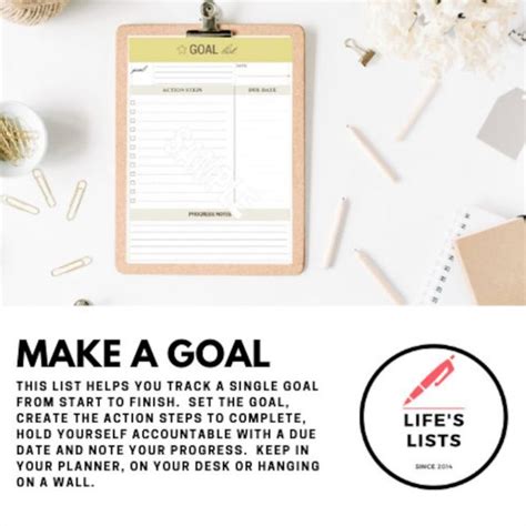 Lifes Lists Printable Goal List Organize My Life Declutter My Life