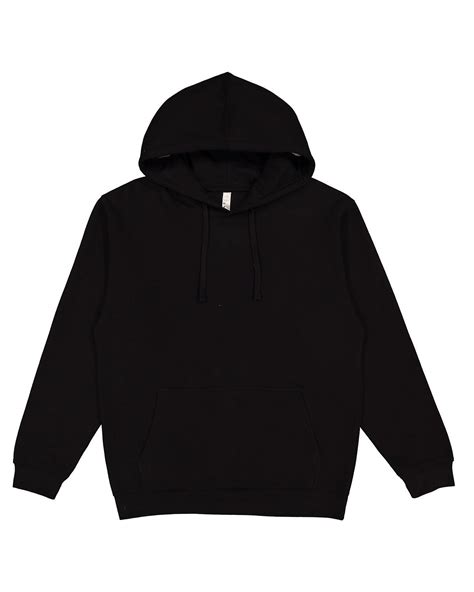 Lat Adult Pullover Fleece Hoodie In Black Size Medium Ringspun Cotton