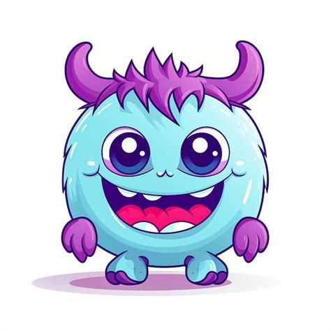 Premium Ai Image 2d Cute Cartoon Amorph Type Monster 2d Cartoon With