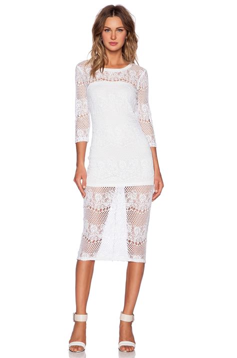 David Lerner Lace Midi Dress In Soft White Revolve