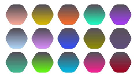 Colorful Smoke Color Shade Linear Gradient Palette Swatches Web Kit Rounded Hexagons Template