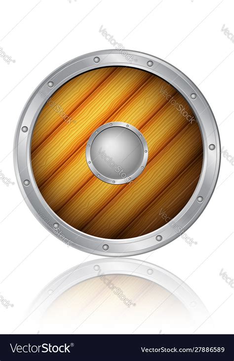 Wooden Circle Shield Royalty Free Vector Image