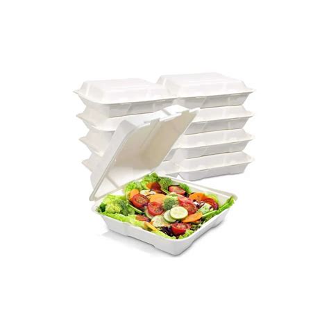 Contenedor Biodegradable De 8 X 8 X 3 Pulgadas Paquete De 50 Unidades