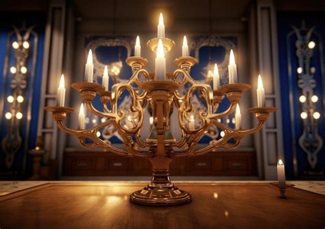 Premium Ai Image A Photorealistic Rendering Of A Hanukkah Menorah In
