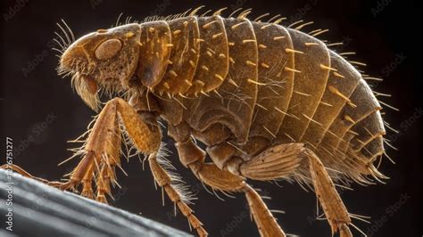 Examining A Fleas Exoskeleton Under A Microscope Spiked Structures Revealed In A Close Up Image