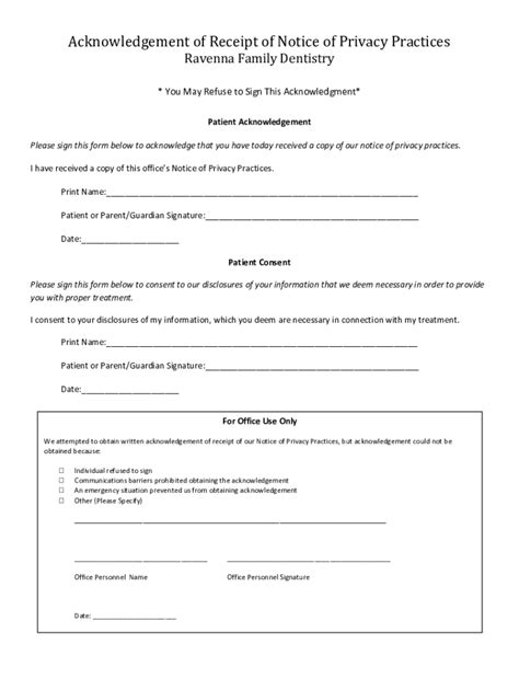 Fillable Online Hipaa Patient Acknowledgement Form Fax Email Print